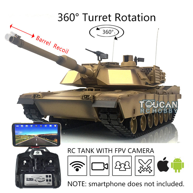 Henglong 1/16 7.0 USA M1A2 Abrams RTR RC Tank Model 3918 Barrel Recoil ...