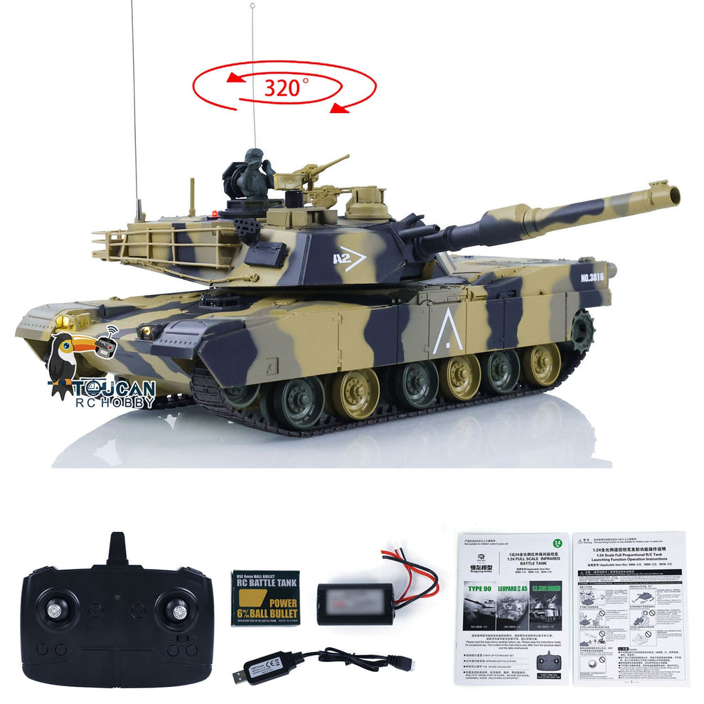 Heng Long 1/24 RC Tank Abrams M1A2 3816-2 2.4G Remote Control Battle V ...